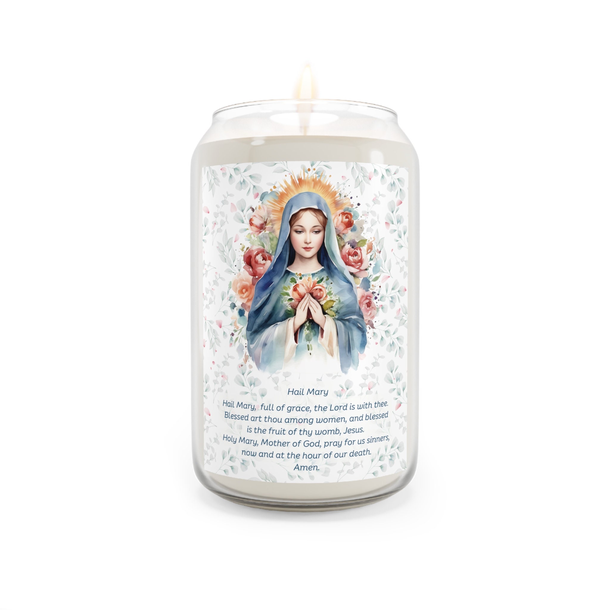 Blessed Virgin Mary Candle Hail Mary Prayer Bible Candle Christian ...