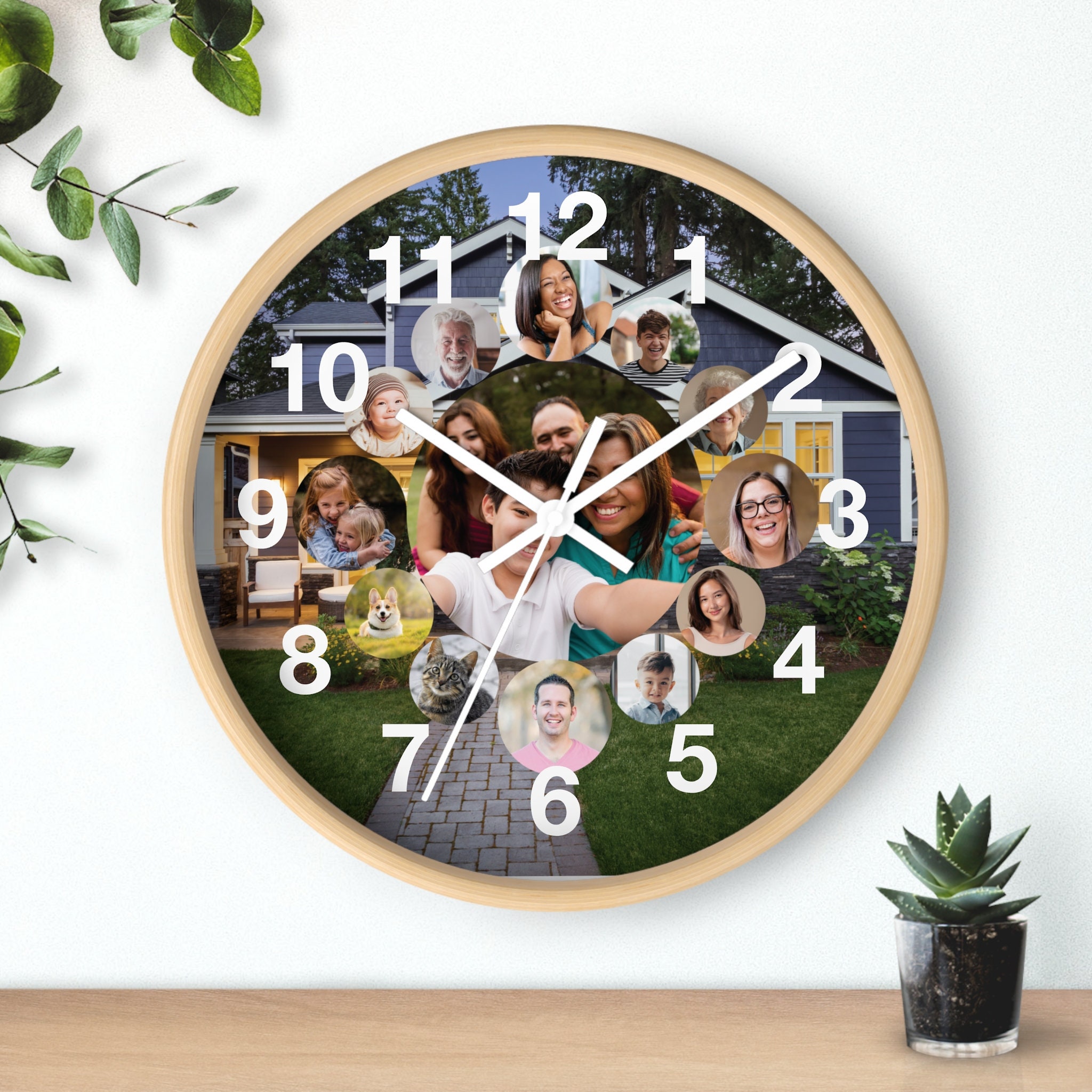 Personalized Family Collage Wall Clock Family Photo Decor Custom Clock ...
