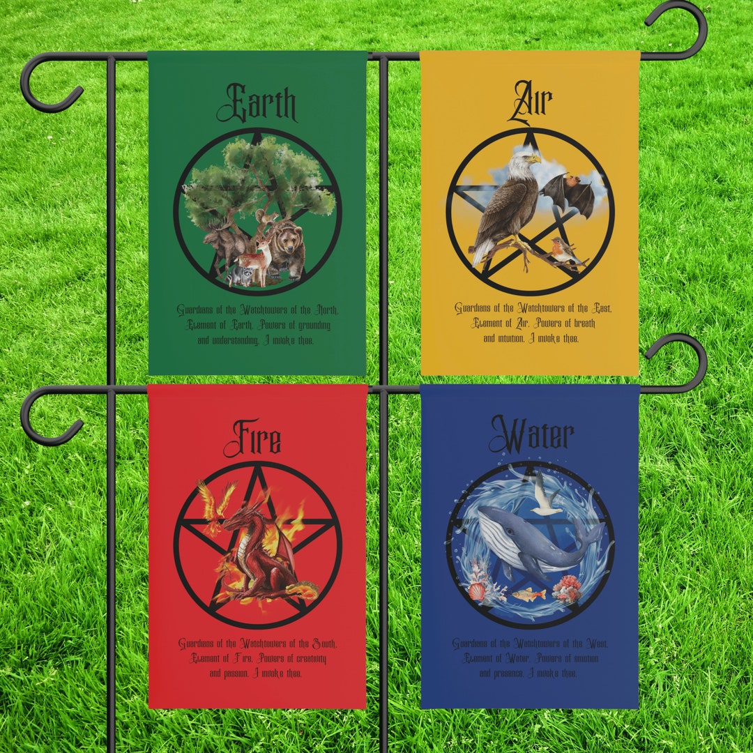 Four Element Quarter Flag for Pagan Ritual Guardians of the Watchtower ...