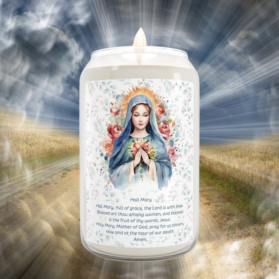 Blessed Virgin Mary Candle Hail Mary Prayer Bible Candle Christian ...