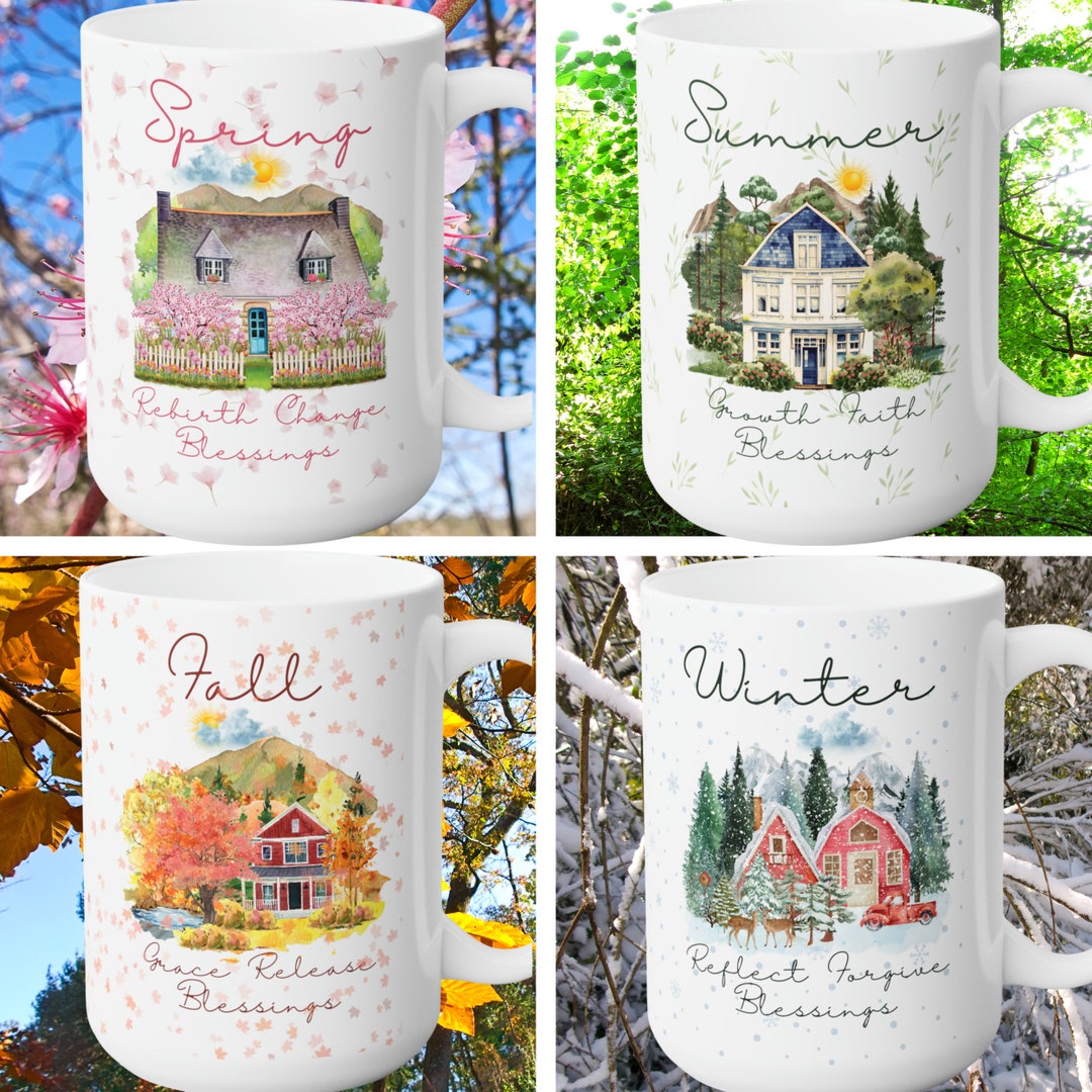 Four Seasons Mugs Fall Mug Winter Mug Spring Mug Summer Mug Ceramic ...