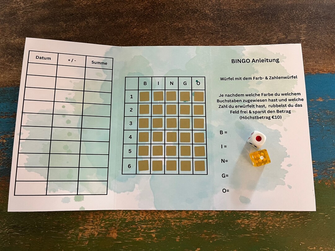 Bingo / Folding Card A6 / Budgeting - Etsy