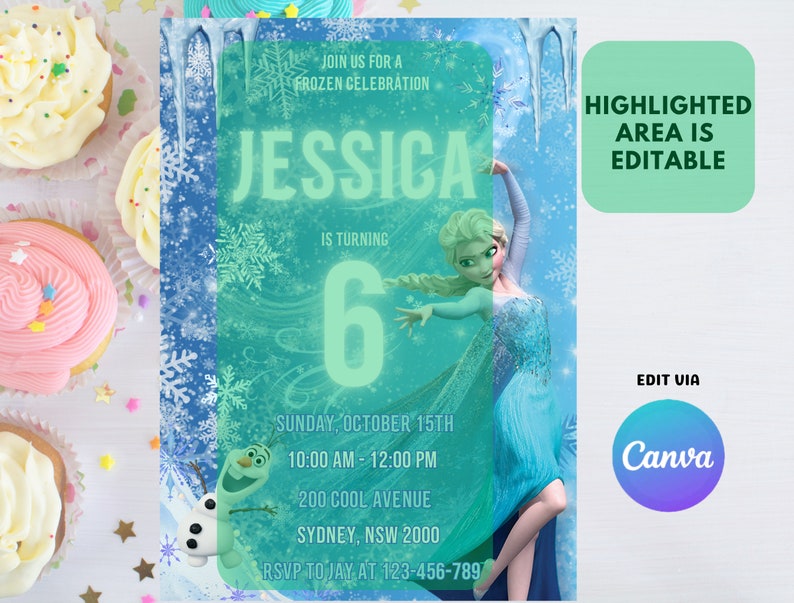 Editable Frozen Birthday Invitation, Princess Elsa Evite, Winter Snow ...