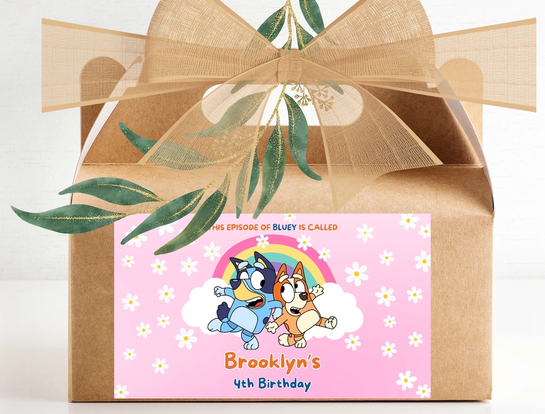 Editable Bluey Birthday Gable Box Label Template, Printable Bluey ...