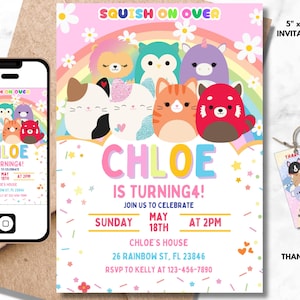 Editable Squishmallow Birthday Invitation Template, Squishmallows ...