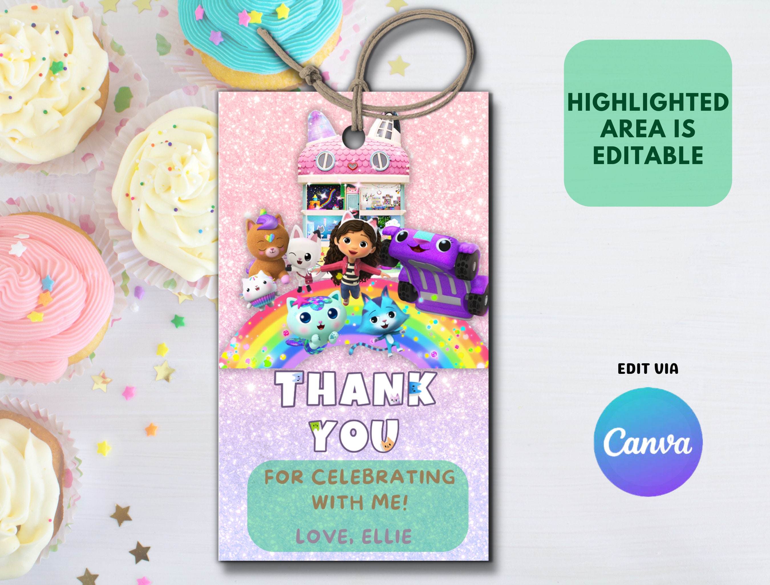 Editable Gabby's Dollhouse Birthday Invitation Template, Digital Gabbys ...