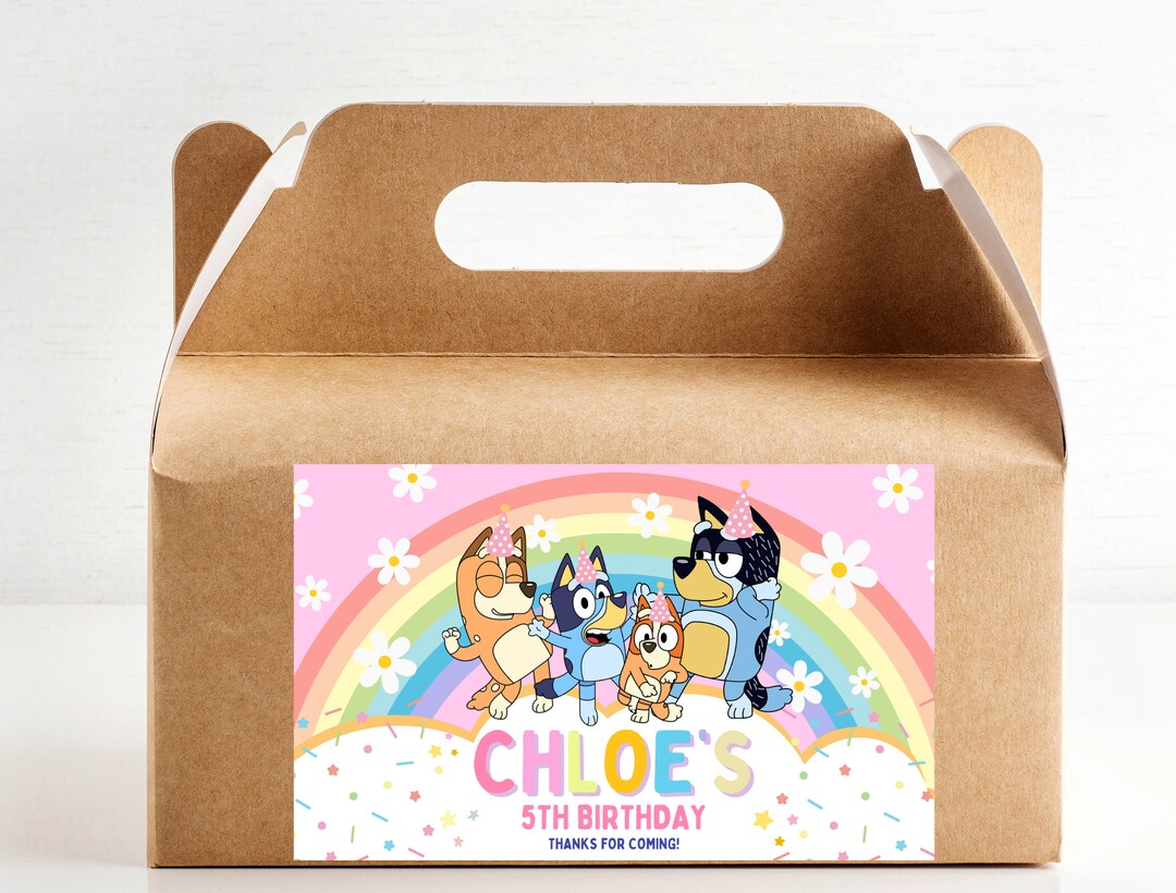 Editable Bluey Birthday Gable Box Label Template, Printable Bluey ...
