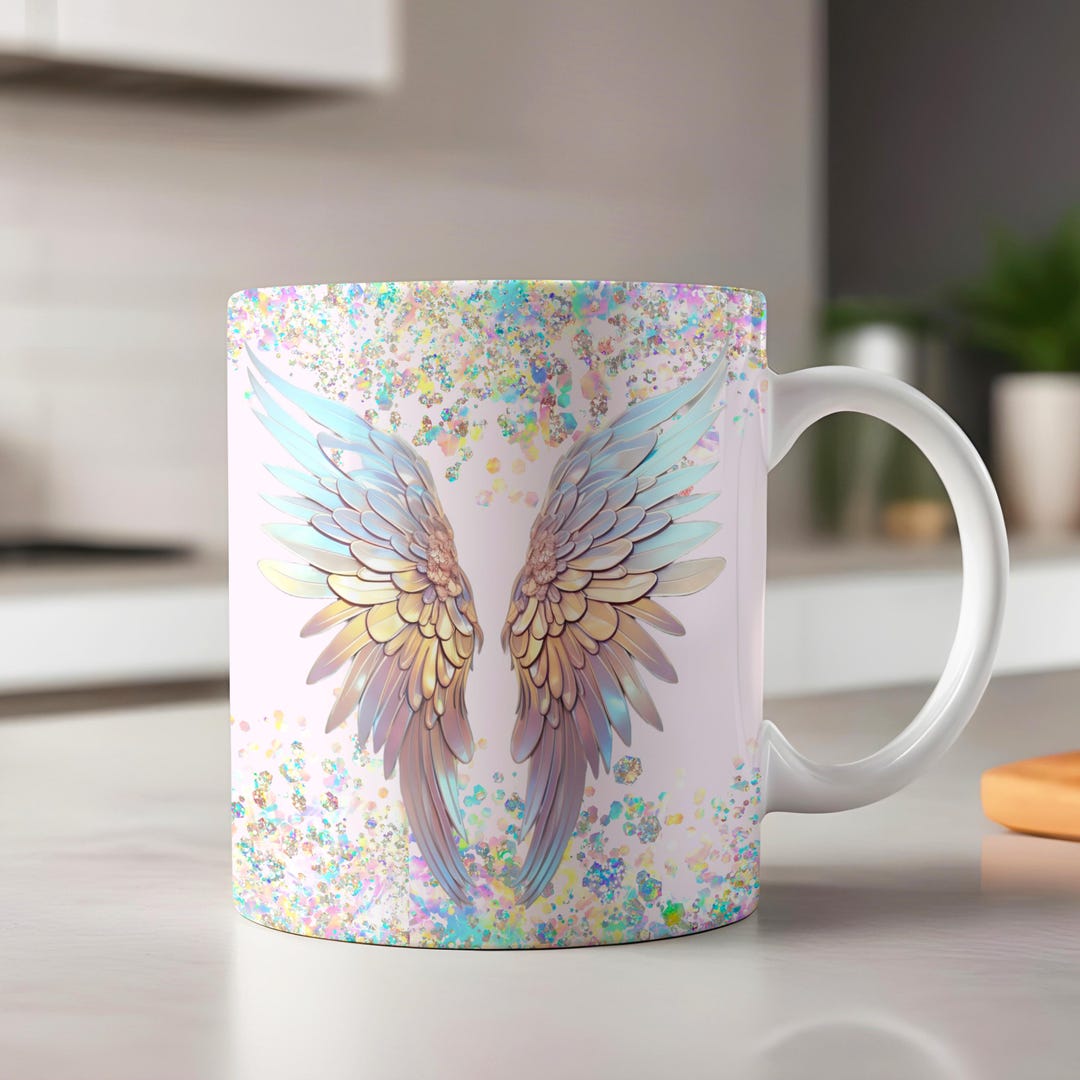 Angel Wings Mug Wrap Sublimation Design, 11oz and 15oz Mug Wrap ...