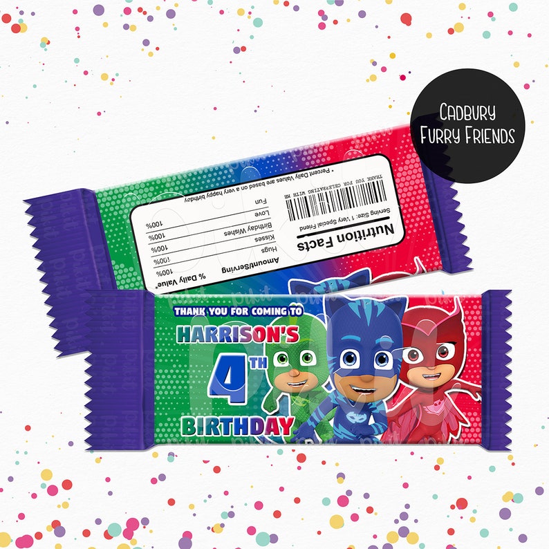 PJ MASK Personalised Chocolate Wrappers - Etsy Finland
