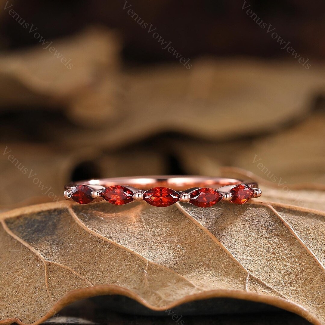 Garnet Marquise Cut Ring Simple Ring Simple Ring Exquisite Ring Rose ...