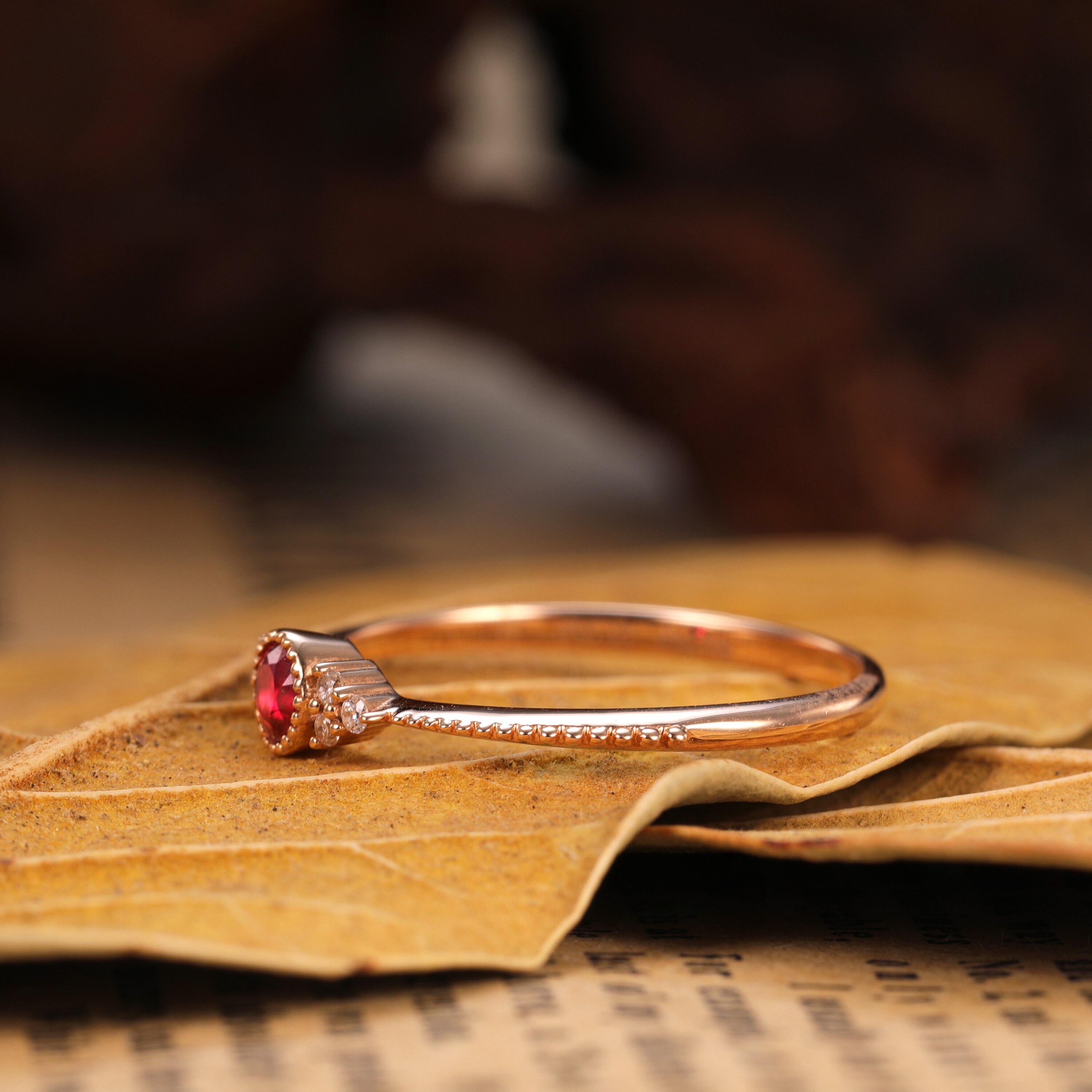 Ruby Ring, Minimalist Ruby Ring, Gold Marquise Ring, Personalized Rings, Dainty Ring, Simple ...