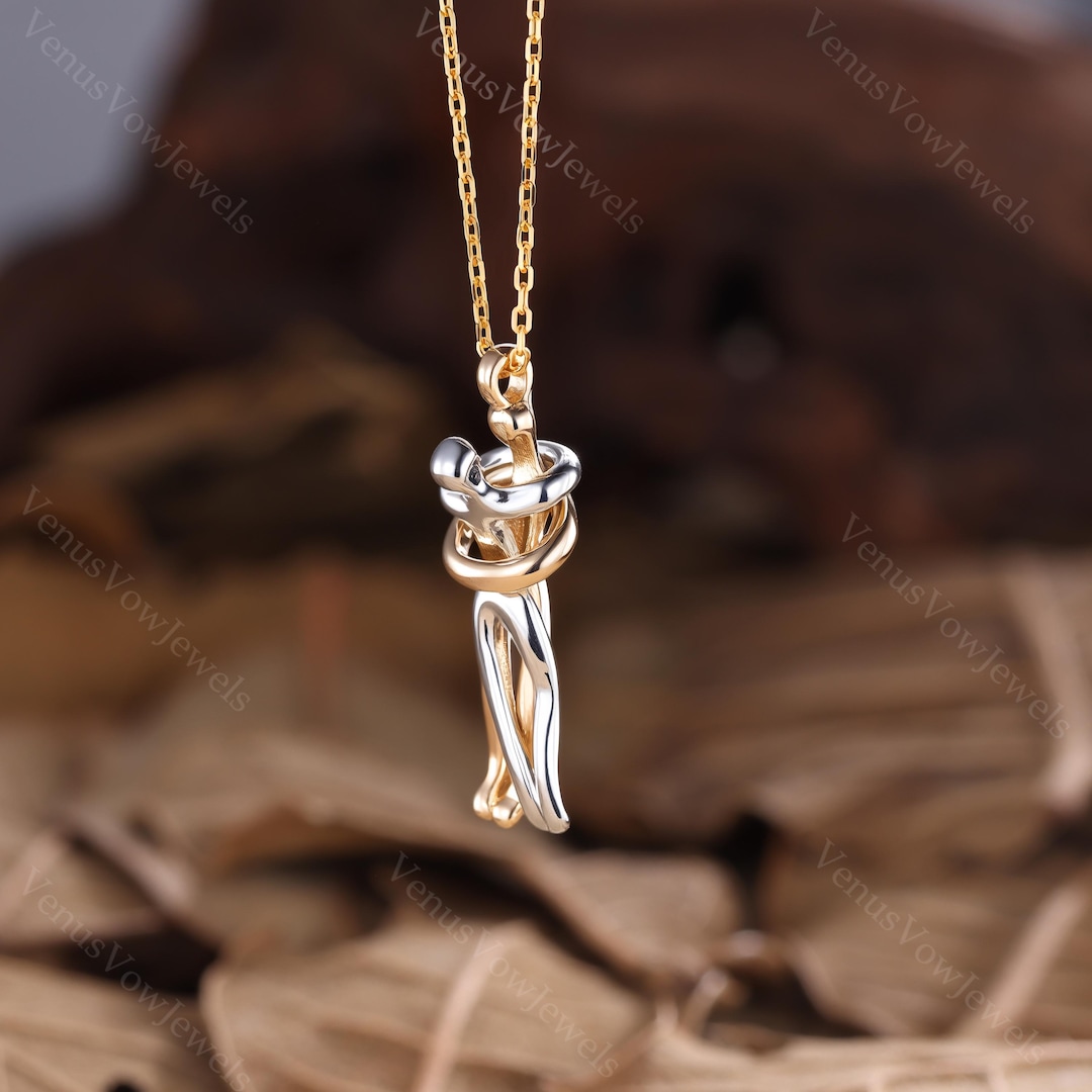 Sterling Silver Couple Lovers Hug Pendant Trendy Necklace for Women Men ...
