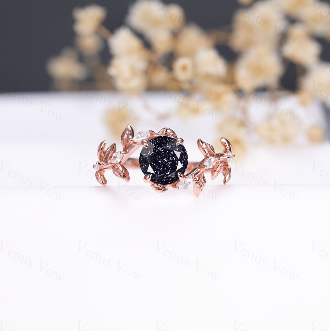 Sandstone Ring Blue Sandstone Engagement Ring Galaxy Nebula Ring Outer ...