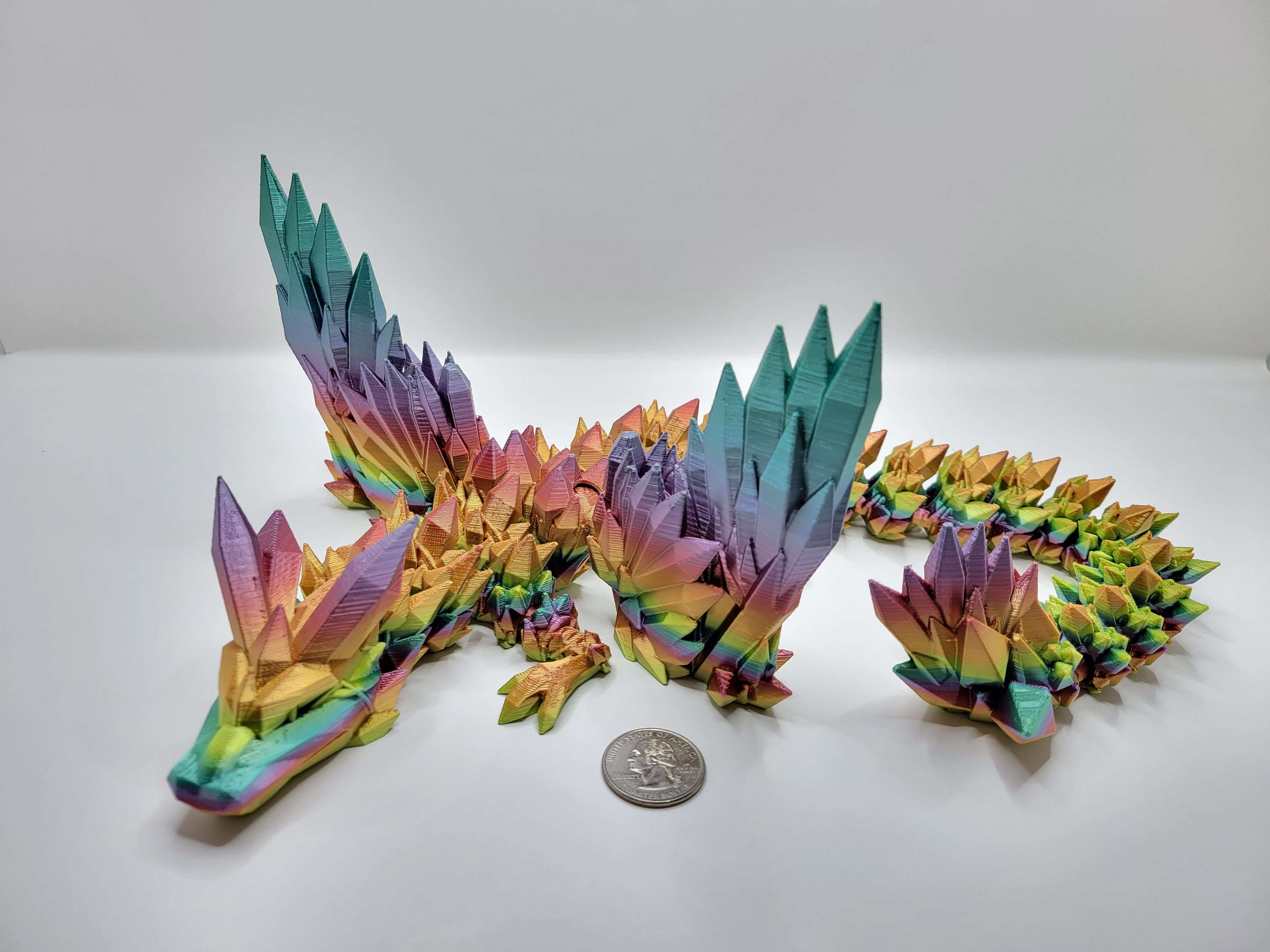 3D Printed Articulated Winged Crystal Dragon / Desk Toy / Sensory ...