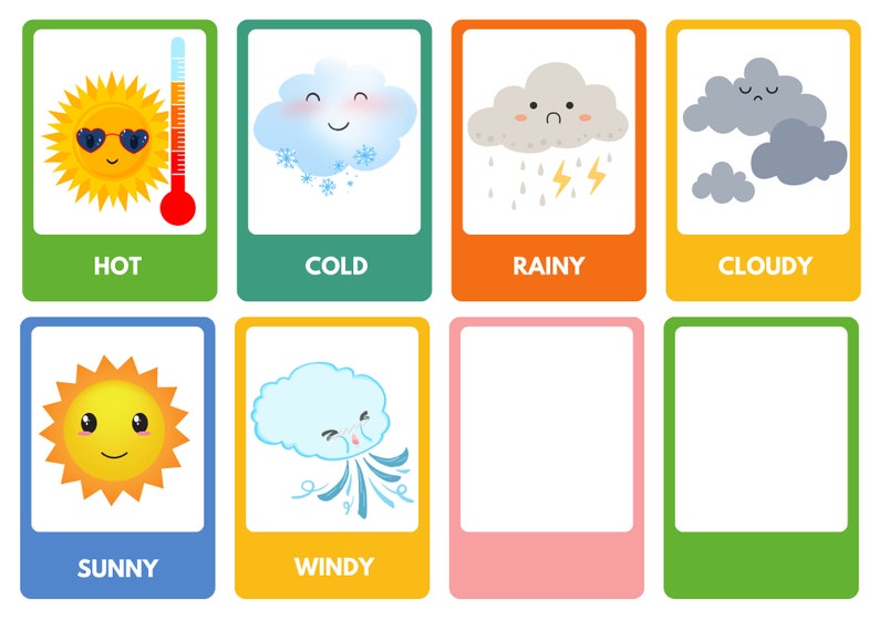 Weather Chart, Kids Learning Activity, Digital Printing Chart, Flash ...