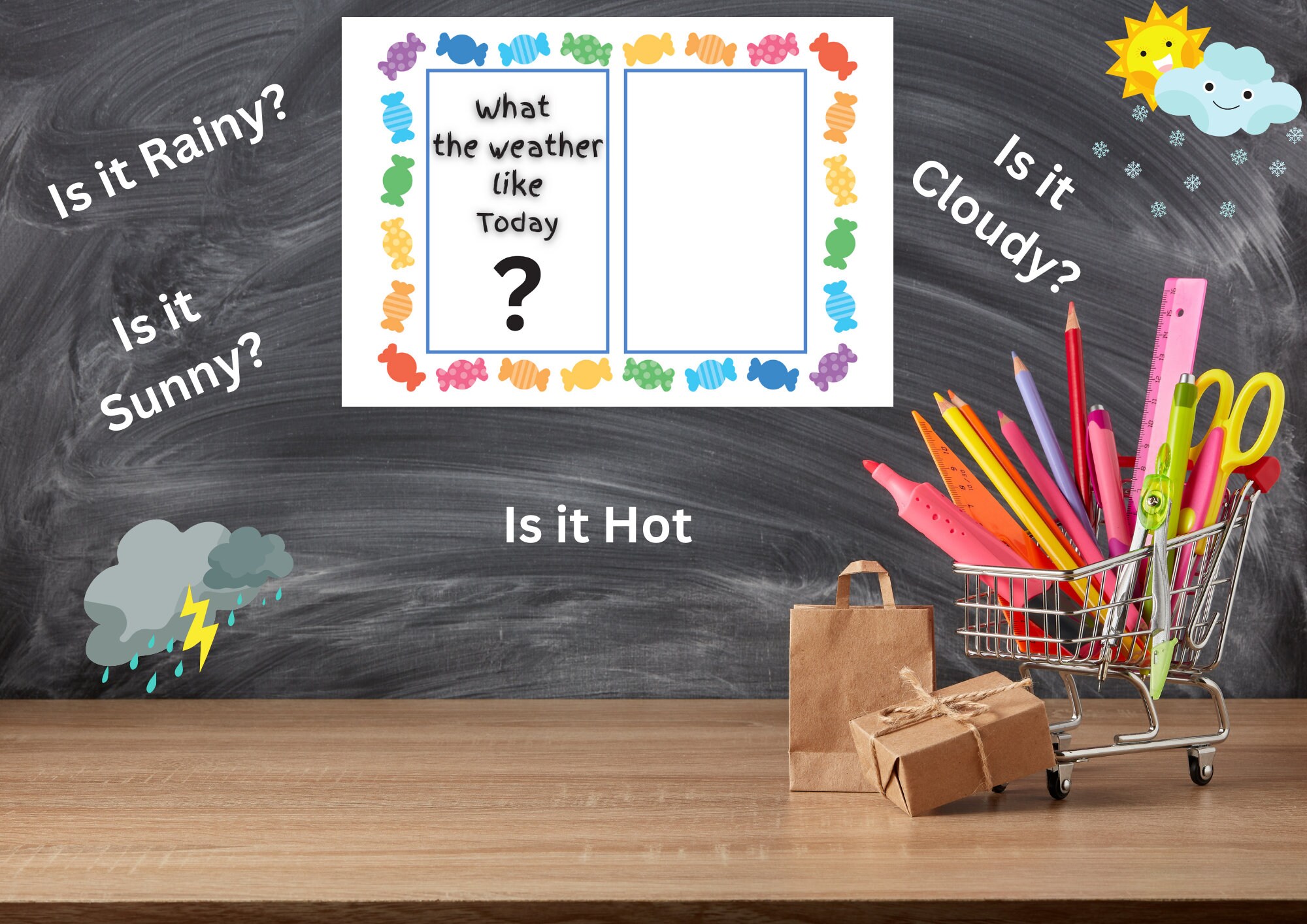 Weather Chart, Kids Learning Activity, Digital Printing Chart, Flash ...