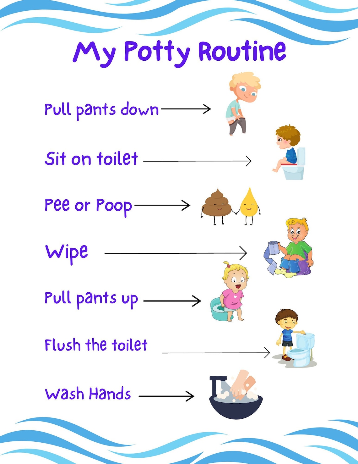 Potty Training Schedule , My Potty Chart, Potty Routine Toddlers , Home ...