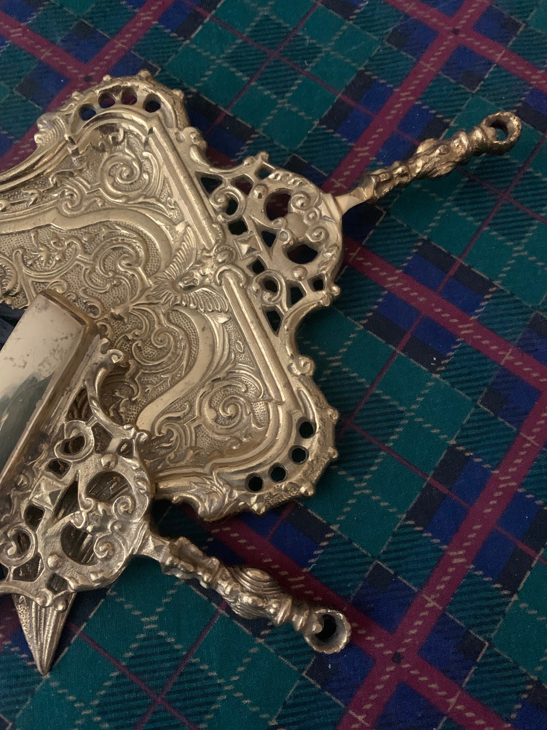 Vintage Andrea by Sadek Solid Brass Ornate Fireplace Duster Pan Crumb ...