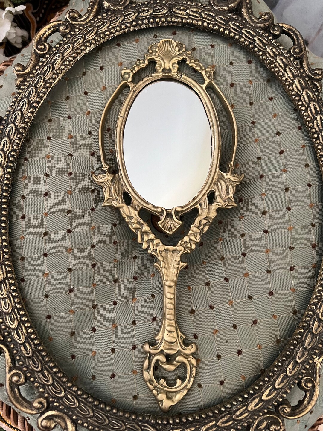 Antique Vintage Old Hand Mirror Bronze Brass Art Decor - Etsy