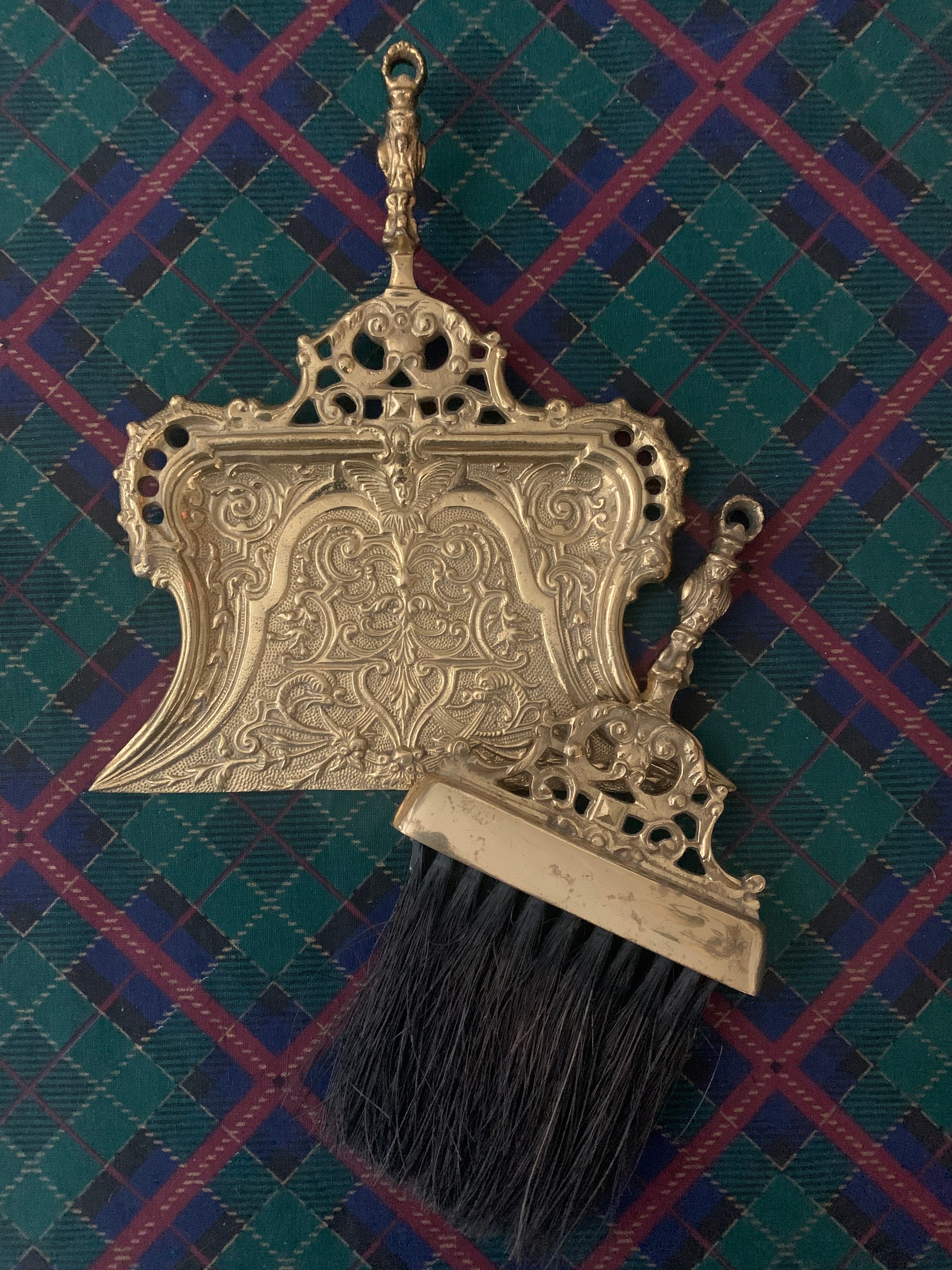 Vintage Andrea by Sadek Solid Brass Ornate Fireplace Duster Pan Crumb ...