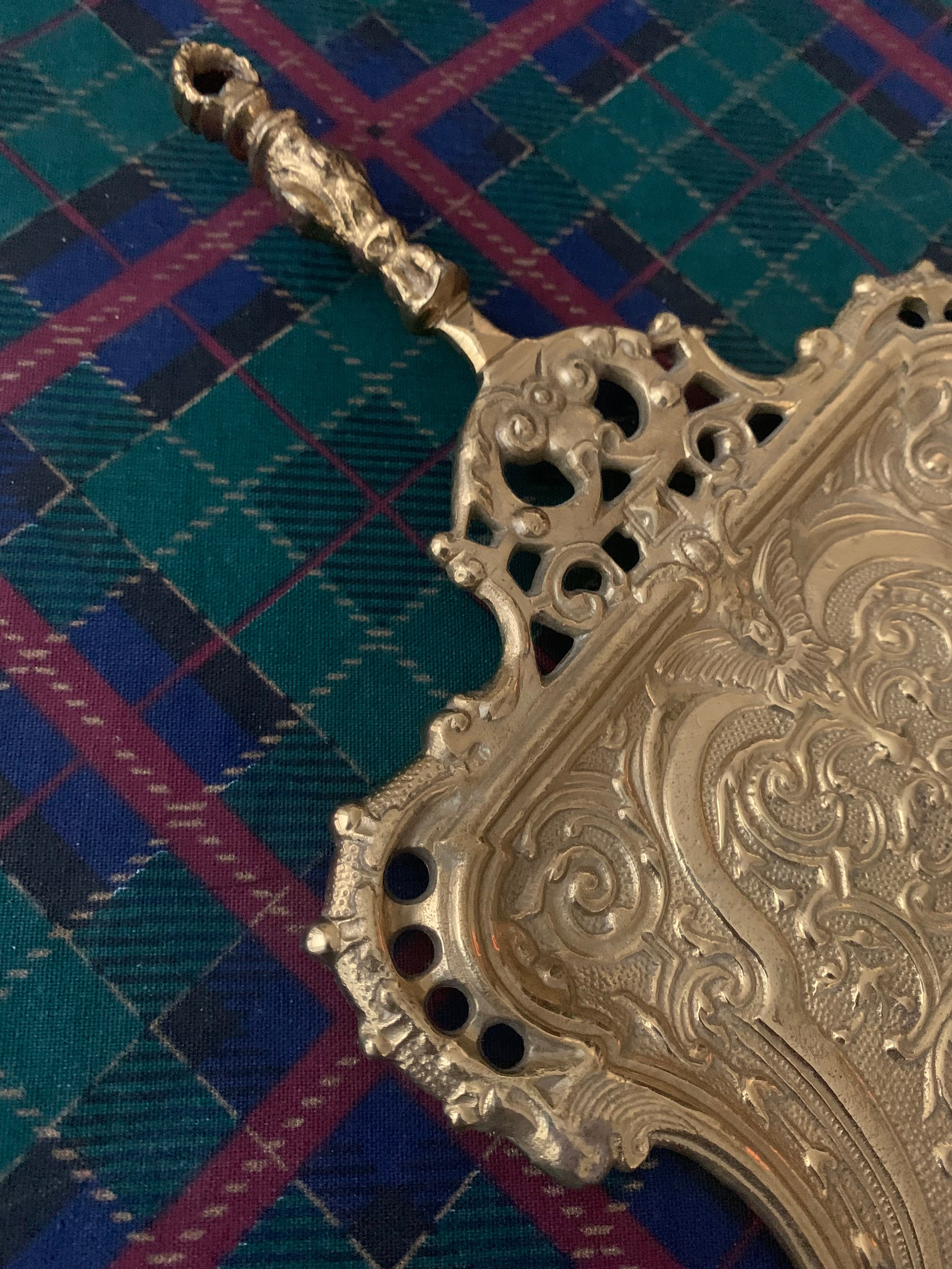 Vintage Andrea by Sadek Solid Brass Ornate Fireplace Duster Pan Crumb ...