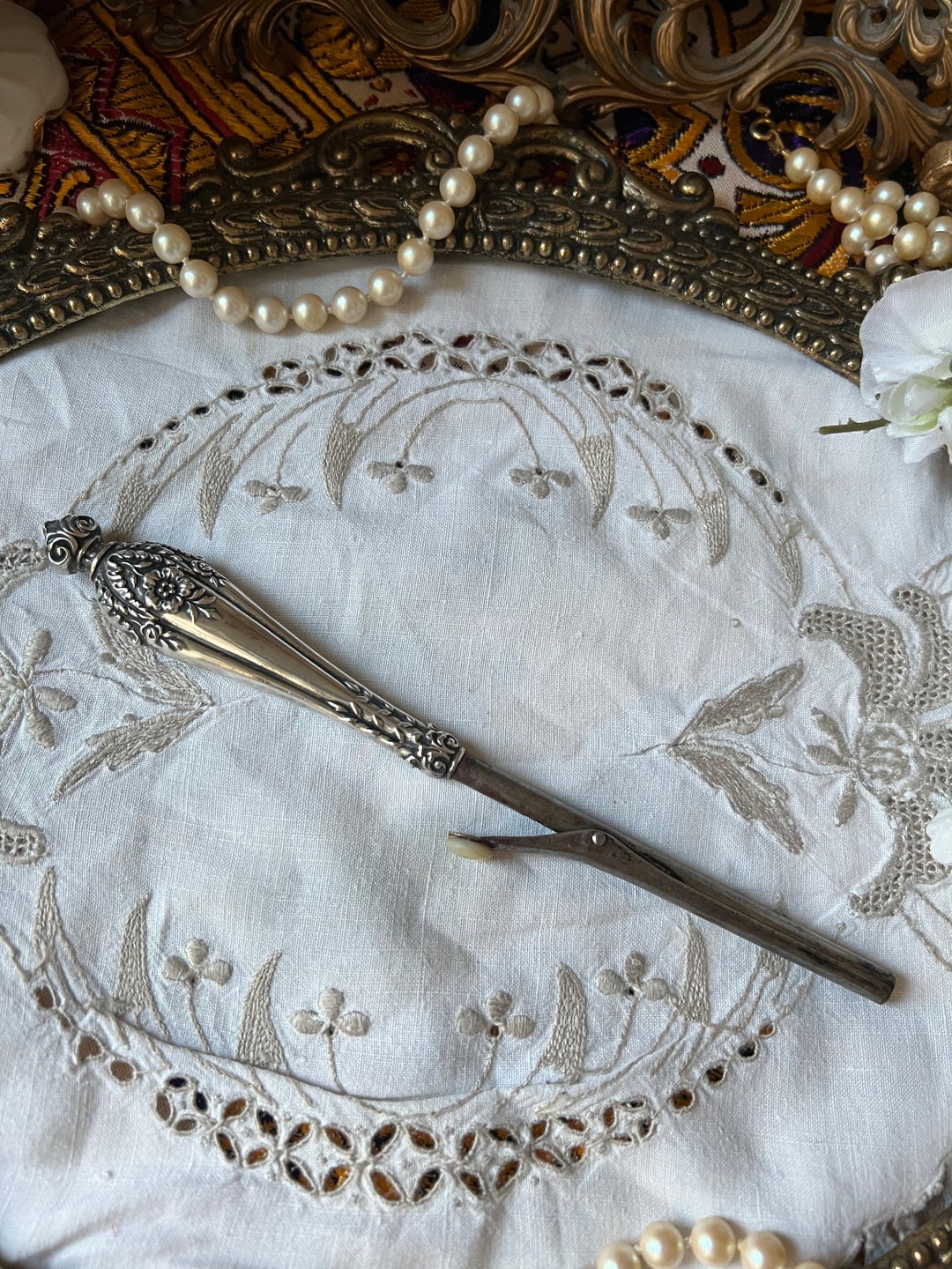 Antique Curling Iron Sterling Silver Handle - Etsy