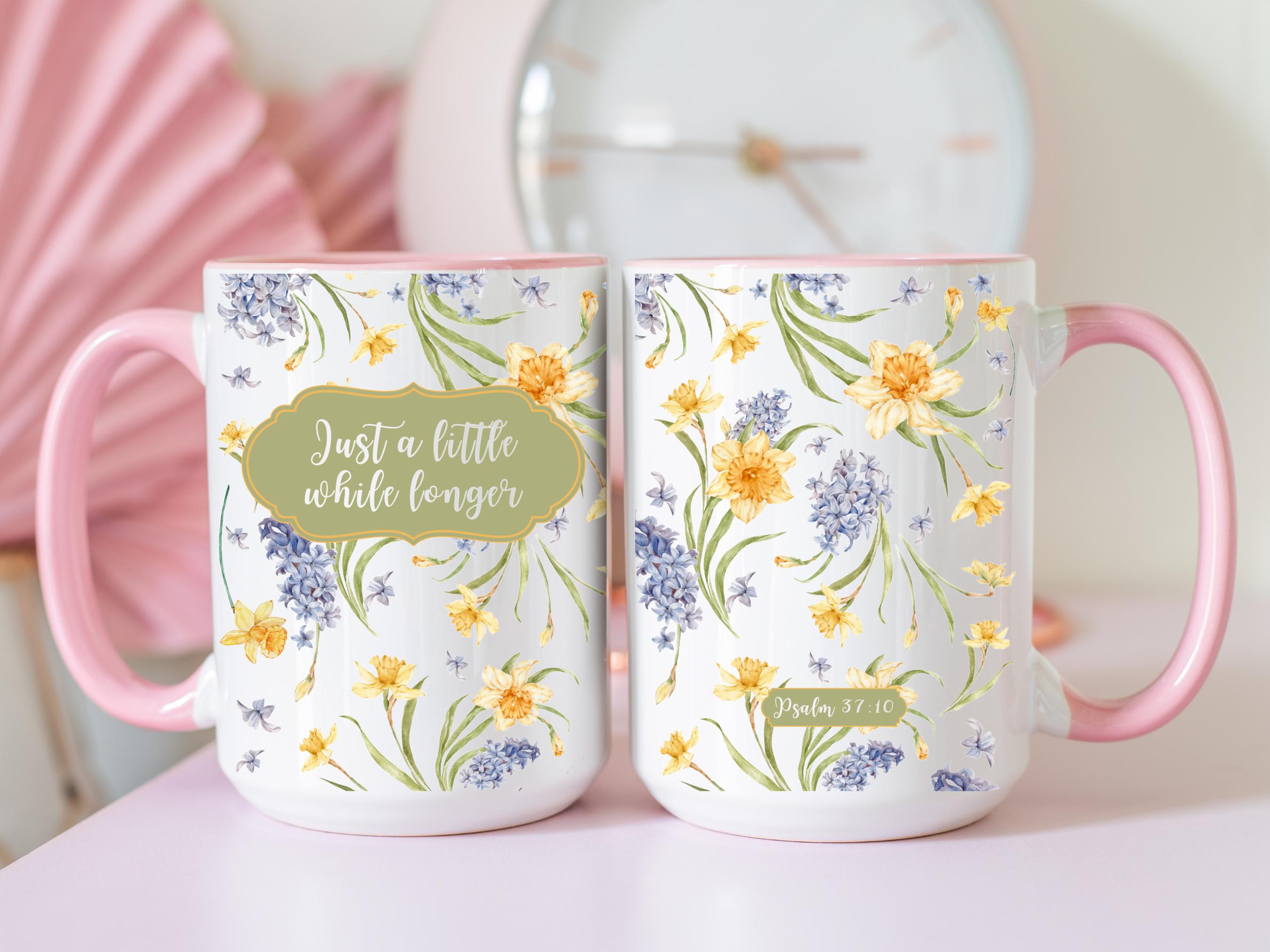 JW Gift Encouraging Bible Verse Mug Psalm 37:10 Cup Floral Accent ...
