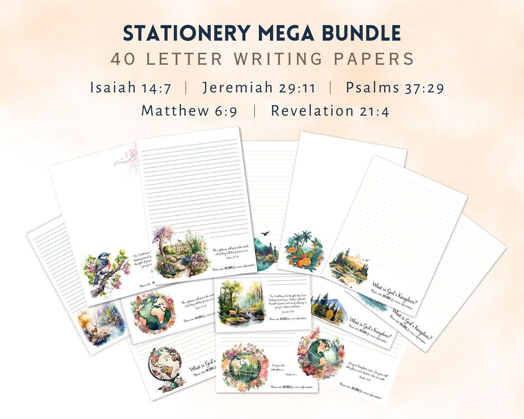 JW Letter Writing Papers for Ministry JW Letterhead Mega Bundle God's ...