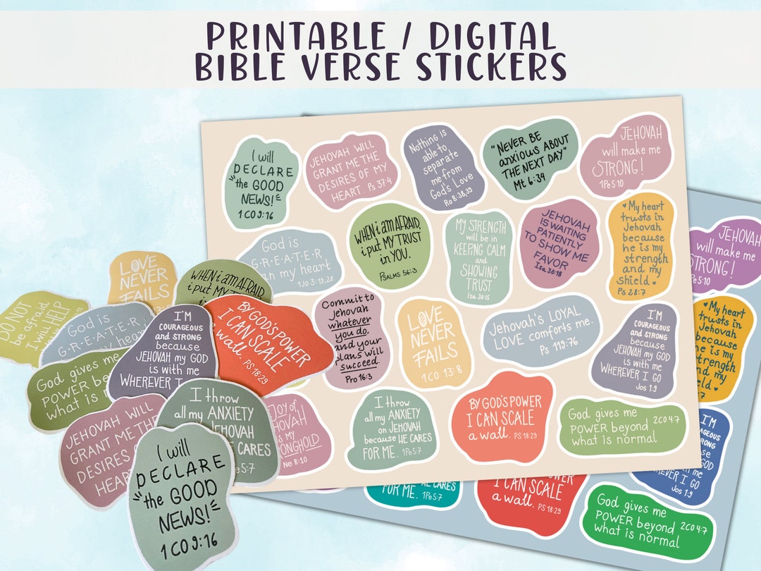 JW Printable Bible Affirmations Sticker Bible Verse Decal Encouraging ...