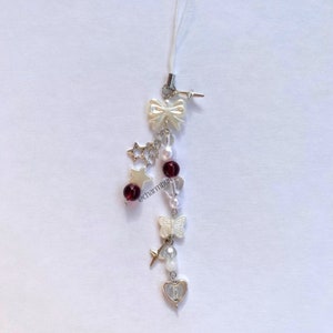 Cute Bow Phone Charm | Heart Keyring Pendant | Beaded Jewelry ...