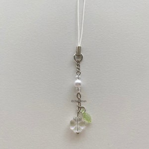 Cute Flower Phone Charm Clover Keychain Beaded Jewelry Fairycore ...