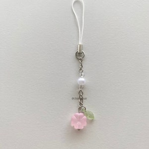 Cute Flower Phone Charm Clover Keychain Beaded Jewelry Fairycore ...