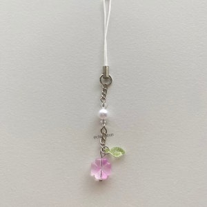 Cute Flower Phone Charm Clover Keychain Beaded Jewelry Fairycore ...