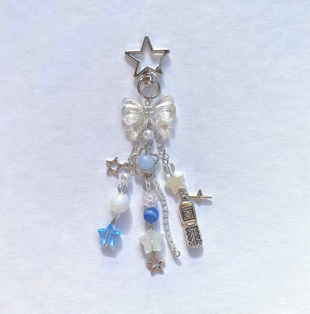 Cute Star Keychain Y2K Keyring Pendant Beaded Jewelry Phone Jewellery ...