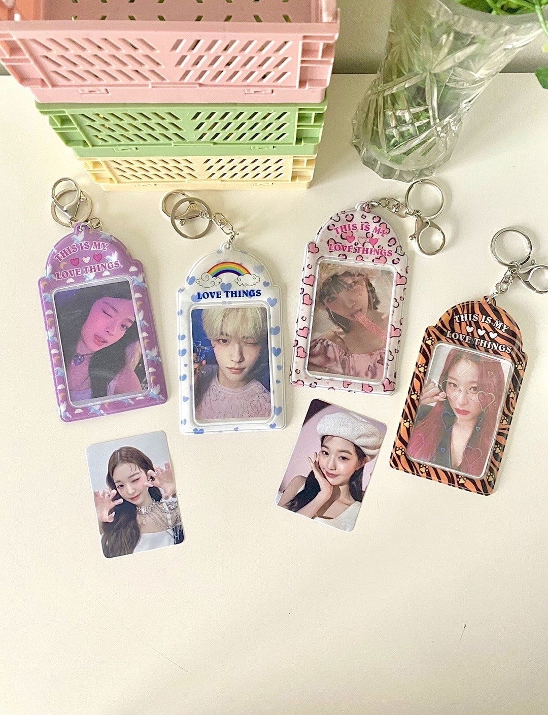 KPOP Photocard Holder Keychain | Photo Keyring Pendant | Travel Size ...