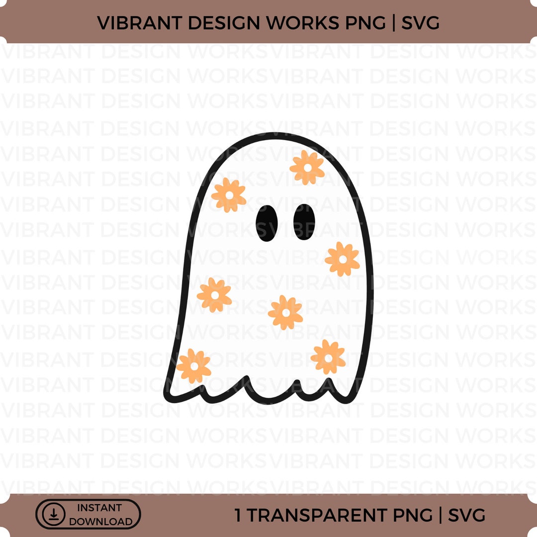 Flower Ghost SVG PNG Black SVG Instant Download High - Etsy
