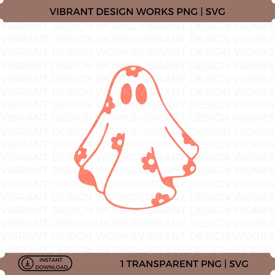 Flower Ghost SVG, PNG Black SVG Instant Download High Quality Vector ...