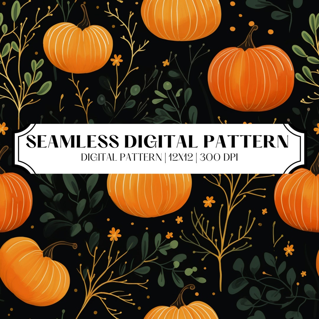 Seamless Pumpkin Pattern Design 12X12 600 DPI High Quality Pattern ...