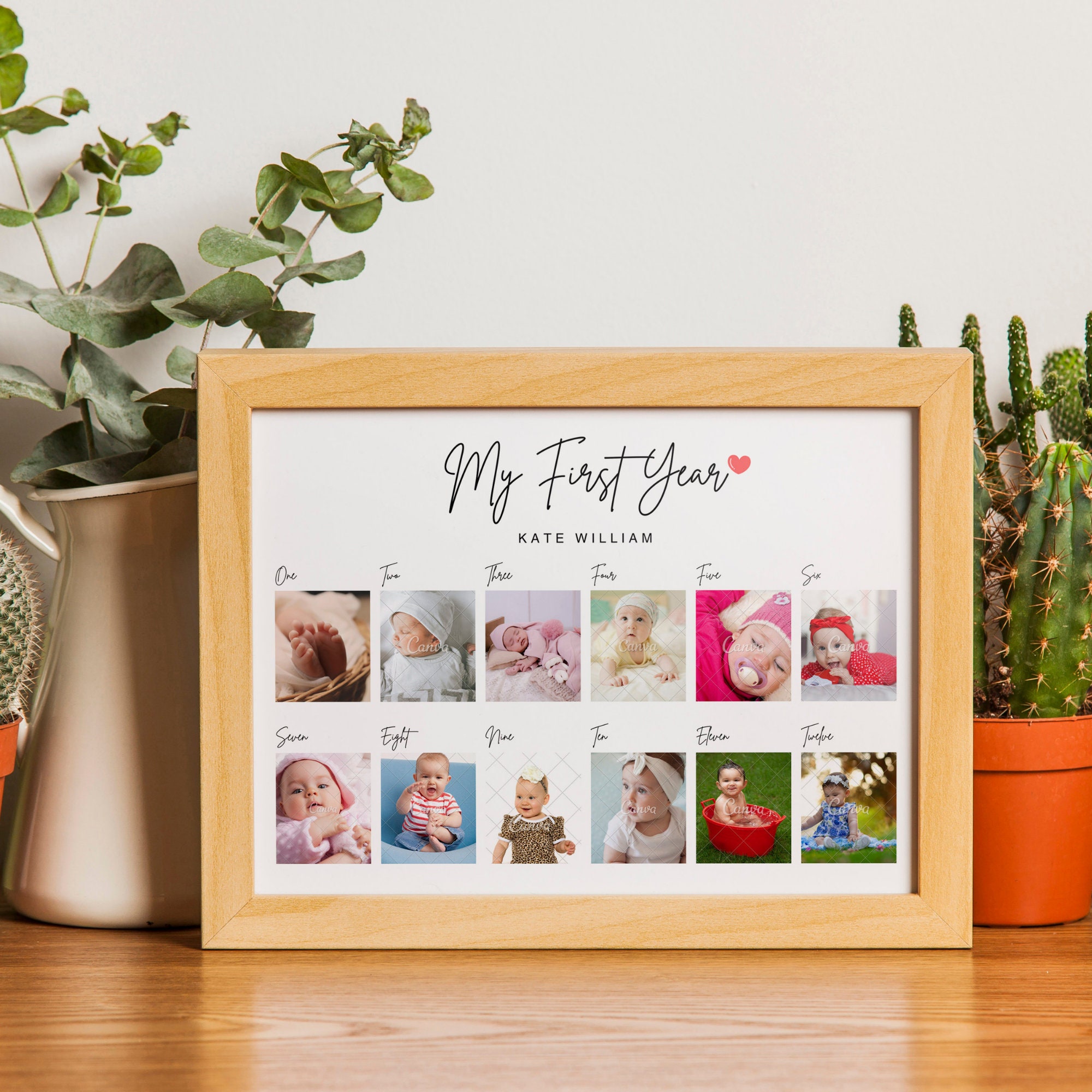 Baby First Year Collage Gift Canva Template Baby Birthday - Etsy