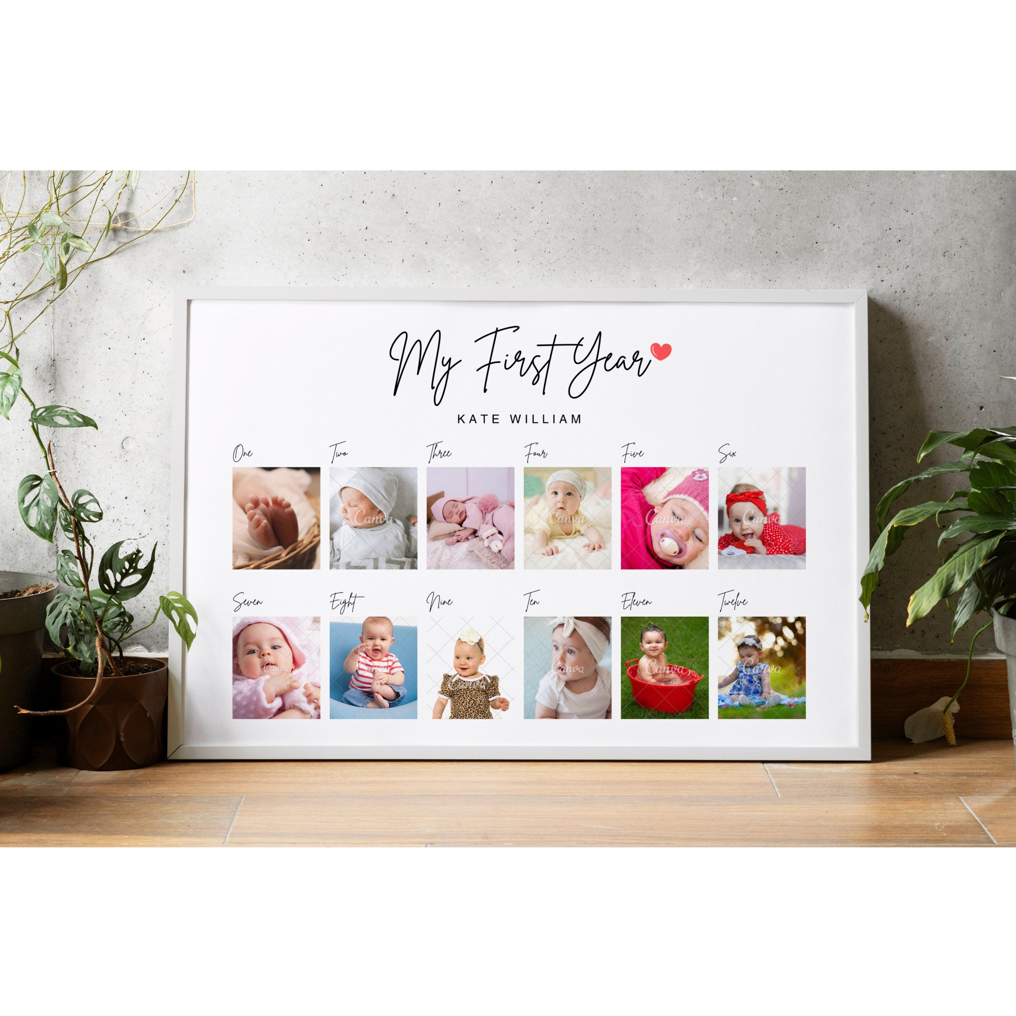 Baby First Year Collage Gift Canva Template Baby Birthday - Etsy
