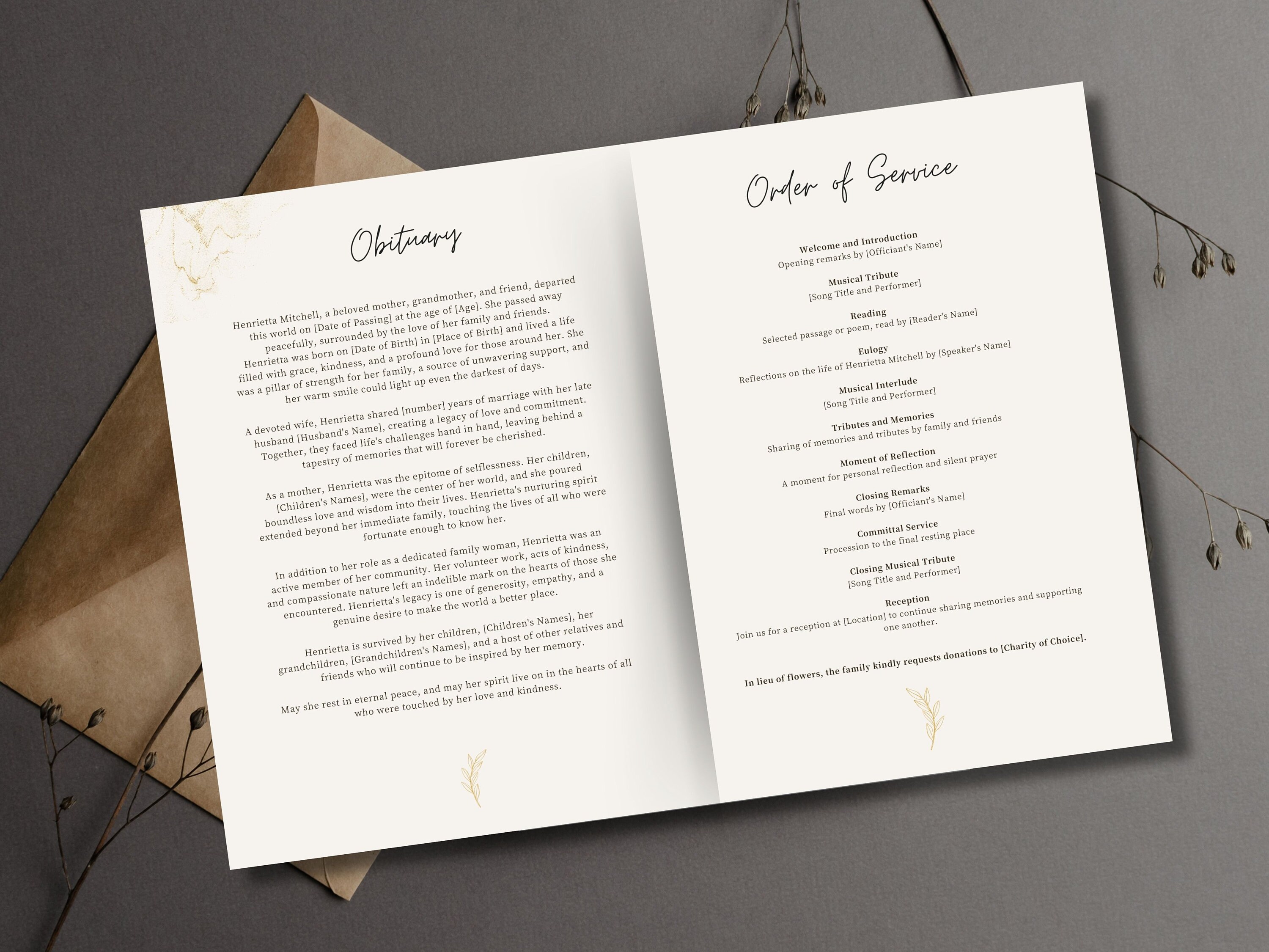 Funeral Program Template for Woman Celebration of Life - Etsy