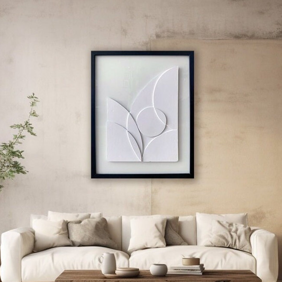 Peinture en relief moderne du milieu du siècle Art mural 3D - Etsy France