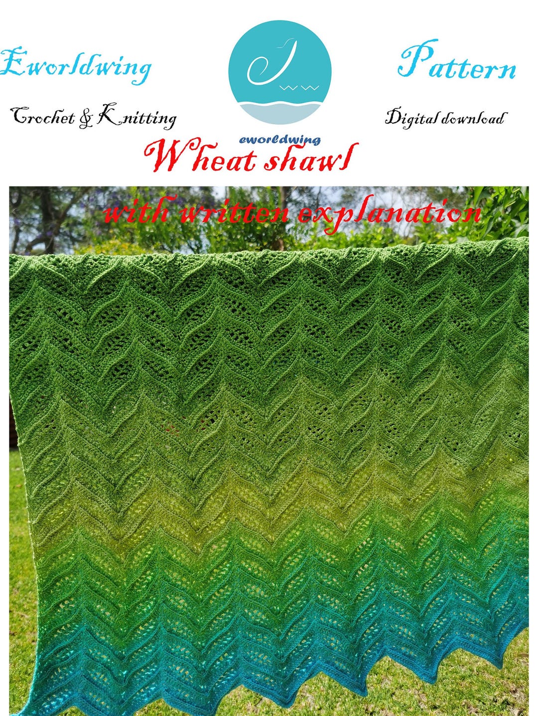 Rectangle Crochet Shawl Pattern, Shawl Tutorial ,DIY Blanket Digital ...