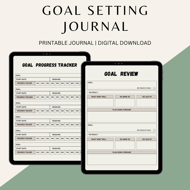 Goal Setting Journal, Printable Digital Planner, Self Care Planner ...