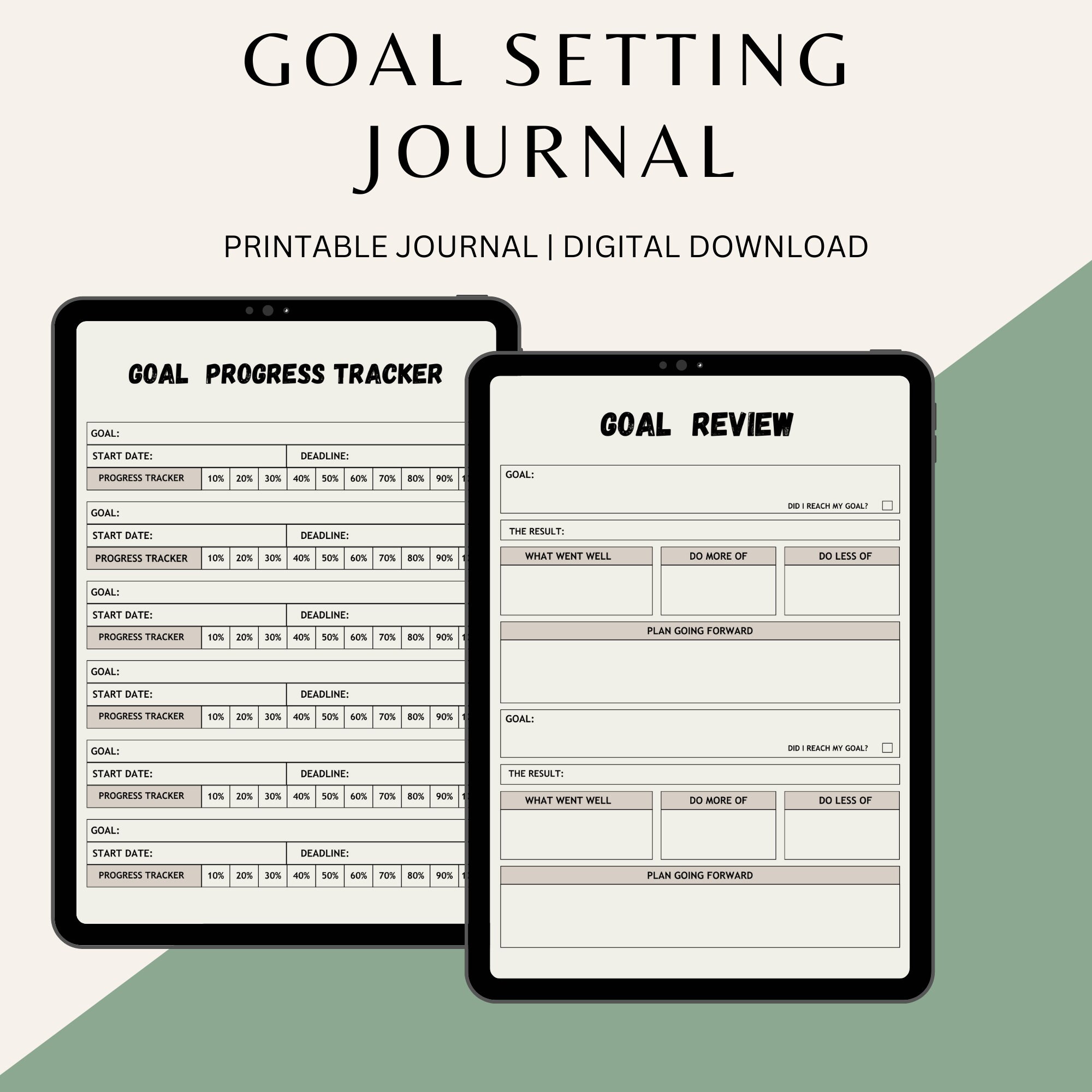 Goal Setting Journal, Printable Digital Planner, Self Care Planner ...