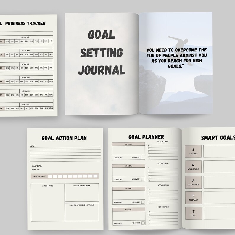 Goal Setting Journal, Printable Digital Planner, Self Care Planner ...