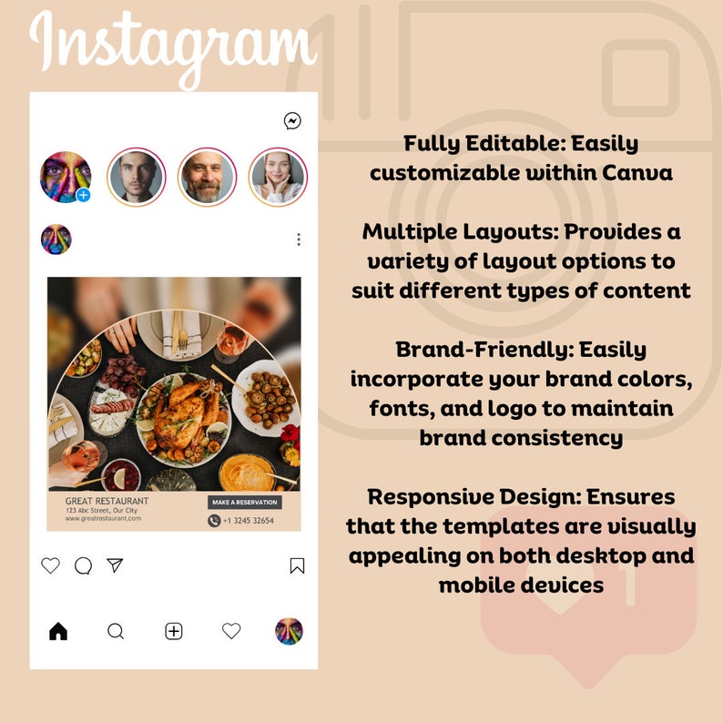 Food Service Instagram Post Templates, Boost Your Online Presence ...