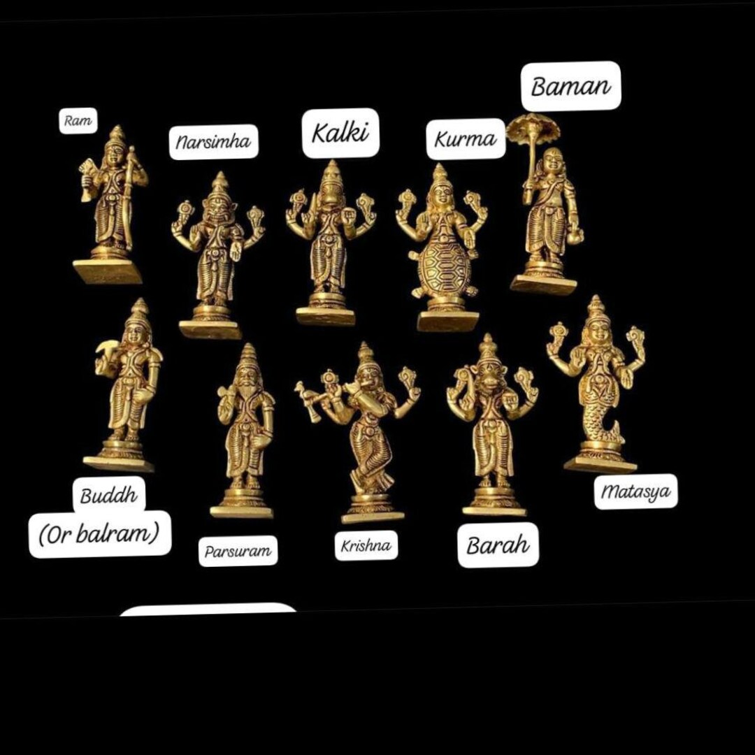 Brass Dasavtar Statue: 10 Avatars of Vishnu, Indian Craftsmanship - Etsy
