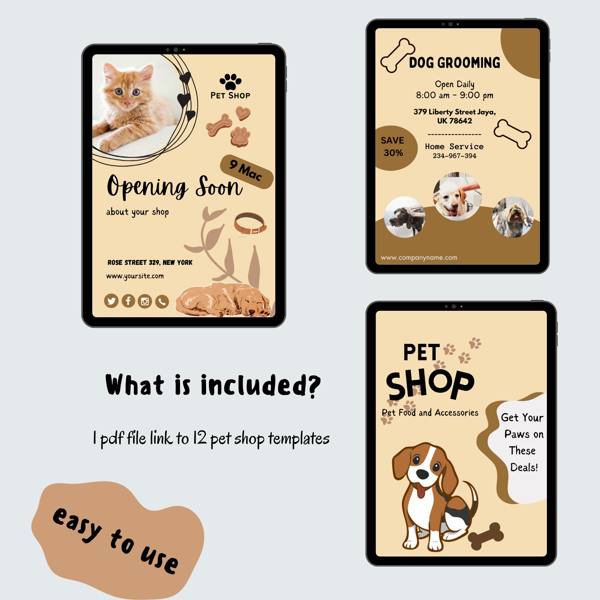 Pet Shop Templates Pet Shop Grooming Business Dog Cat Pet Lover ...