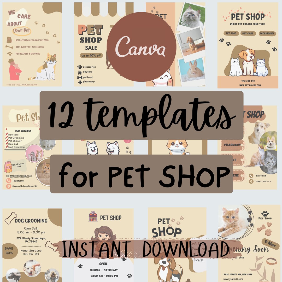 Pet Shop Templates Pet Shop Grooming Business Dog Cat Pet Lover ...